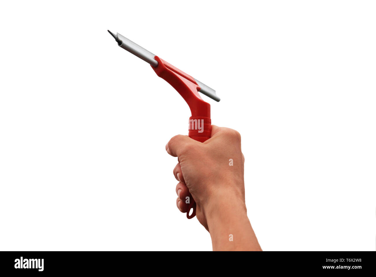 gesture, man withwindow squeegee Stock Photo - Alamy