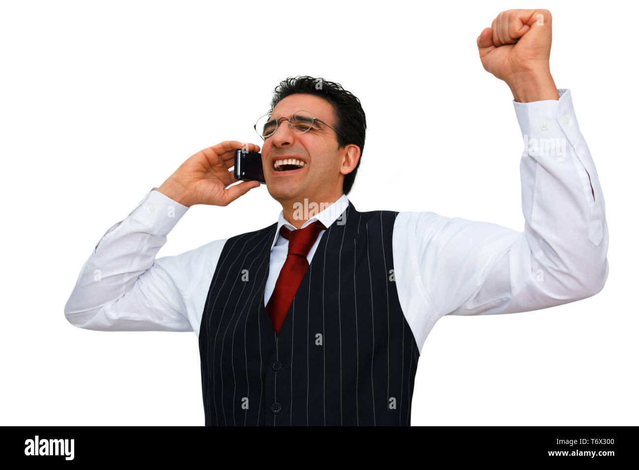 businessman successfully, hands up Stock Photo - Alamy