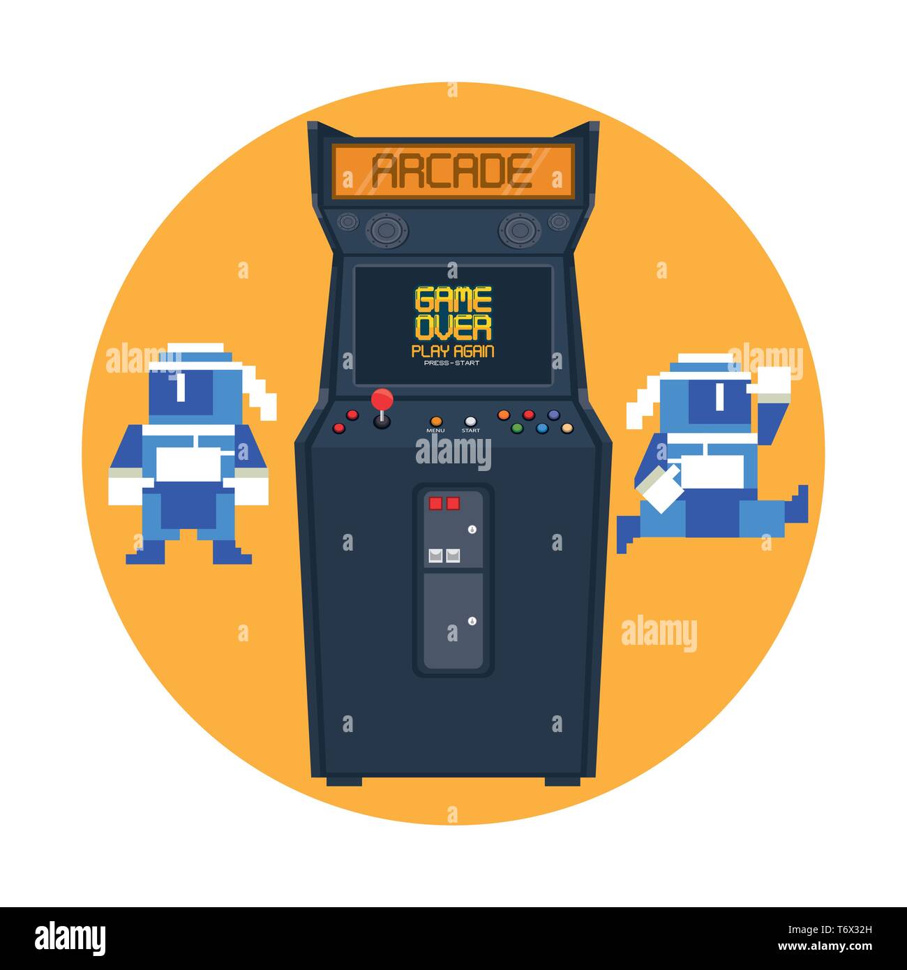 Retro videogame arcade machine round frame Stock Vector Image & Art - Alamy