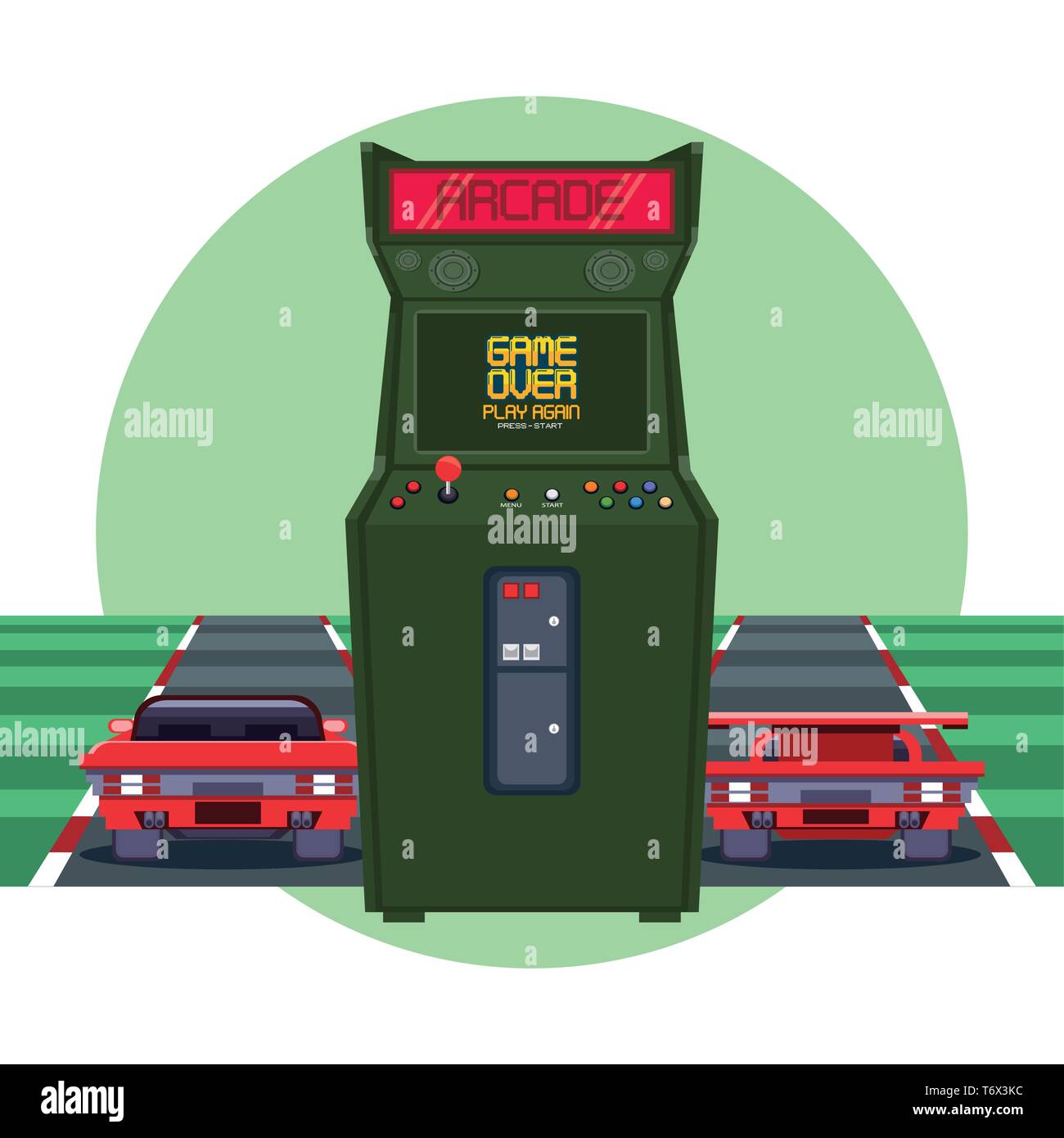 Retro videogame arcade racing round frame Stock Vector Image & Art - Alamy