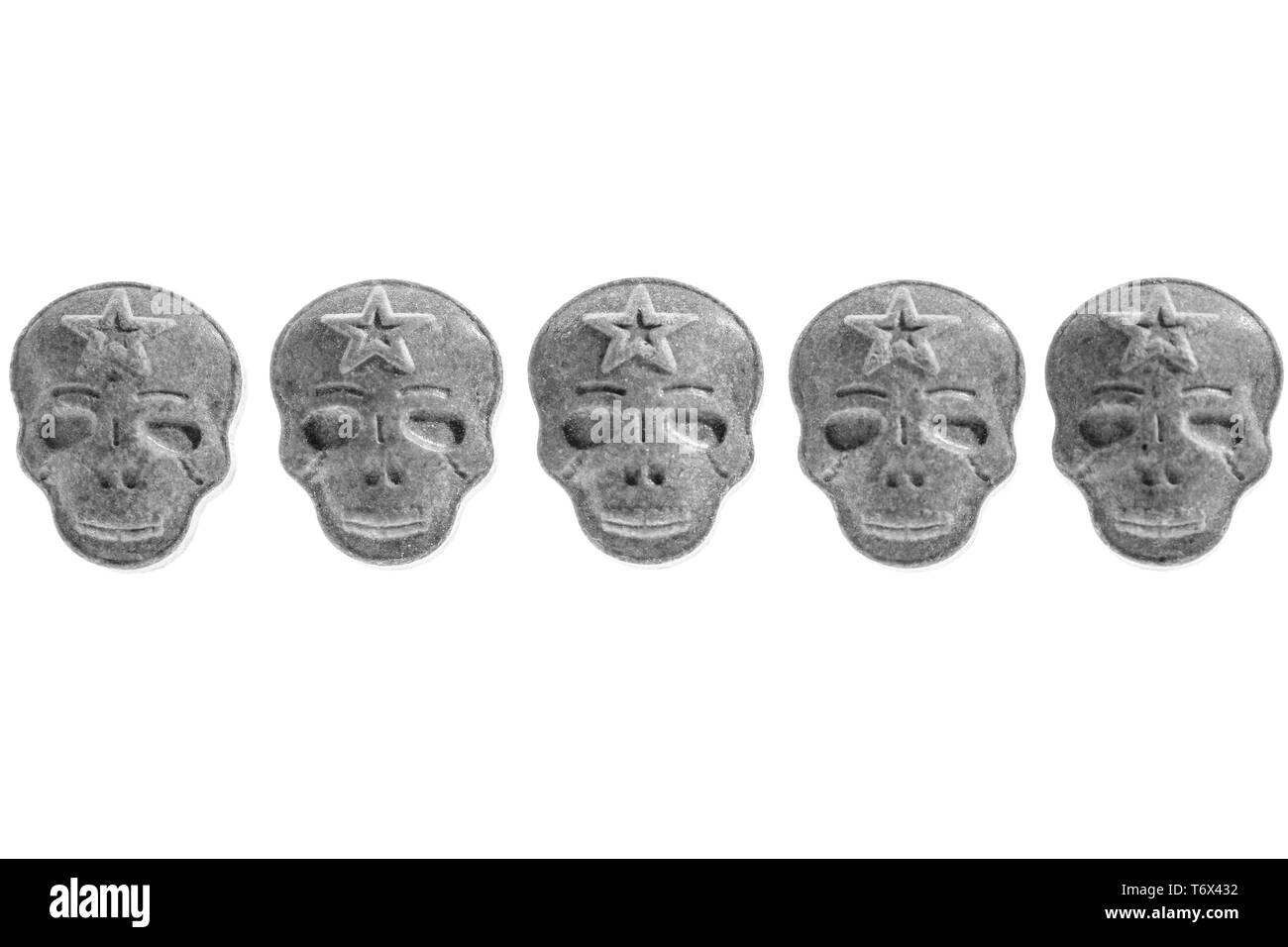 Five Grey or Gray Army Skull, Ecstasy, MDMA, Amphetamine or medication ...