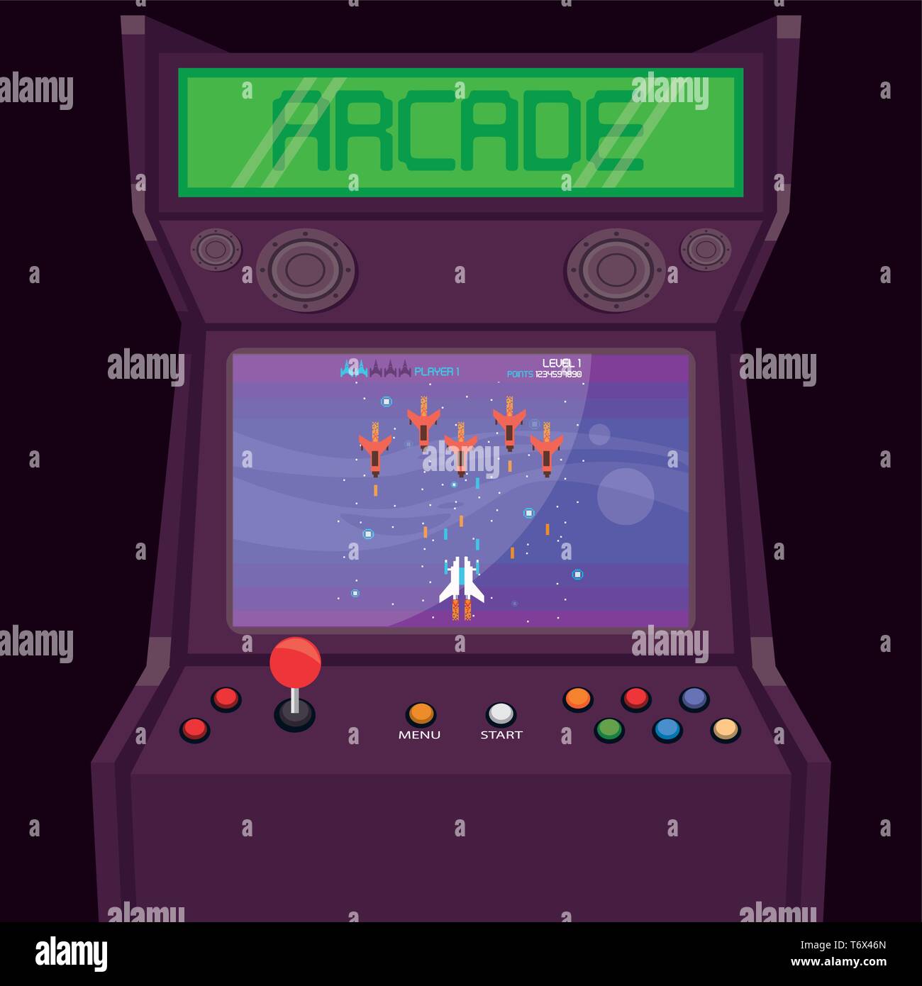 Retro videogame arcade machine card Stock Vector Image & Art - Alamy