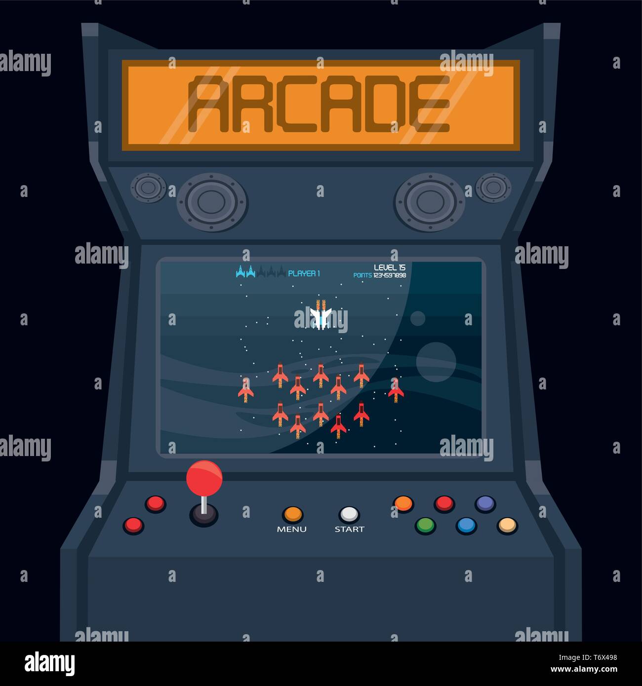 Retro videogame arcade machine card Stock Vector Image & Art - Alamy