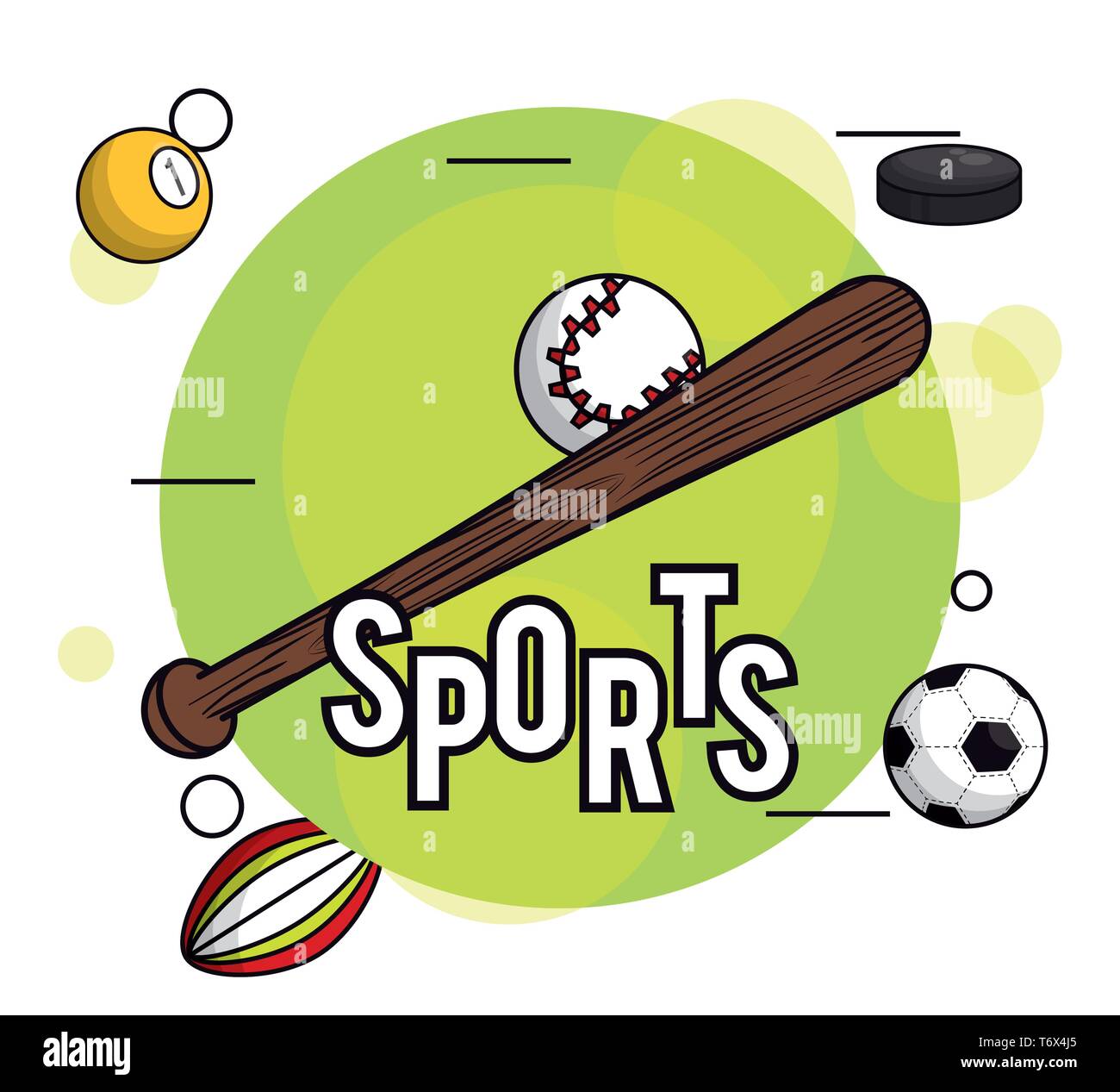 Sports balls equipment vibrant card round frame Stock Vector Image ...