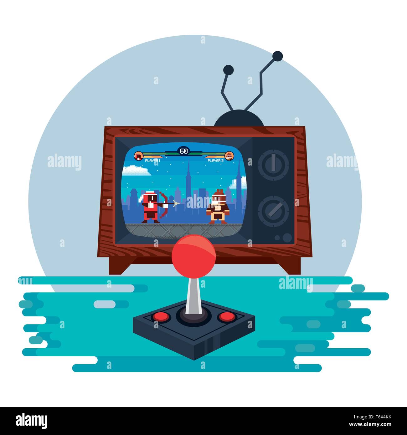 Retro videogame arcade console round frame Stock Vector Image & Art - Alamy