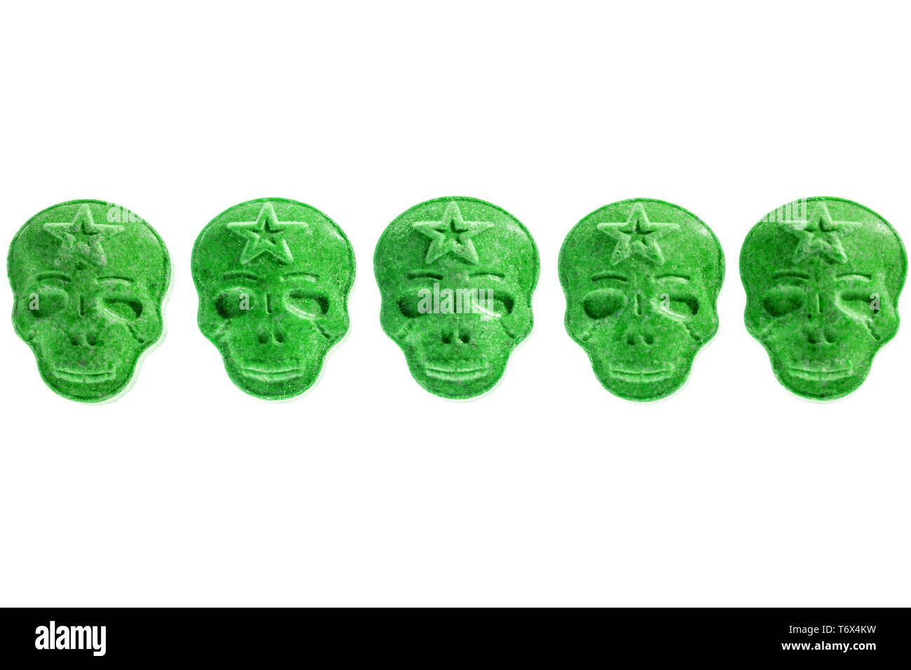 Five Green army Skull, Ecstasy, MDMA, Amphetamine or medication pills ...