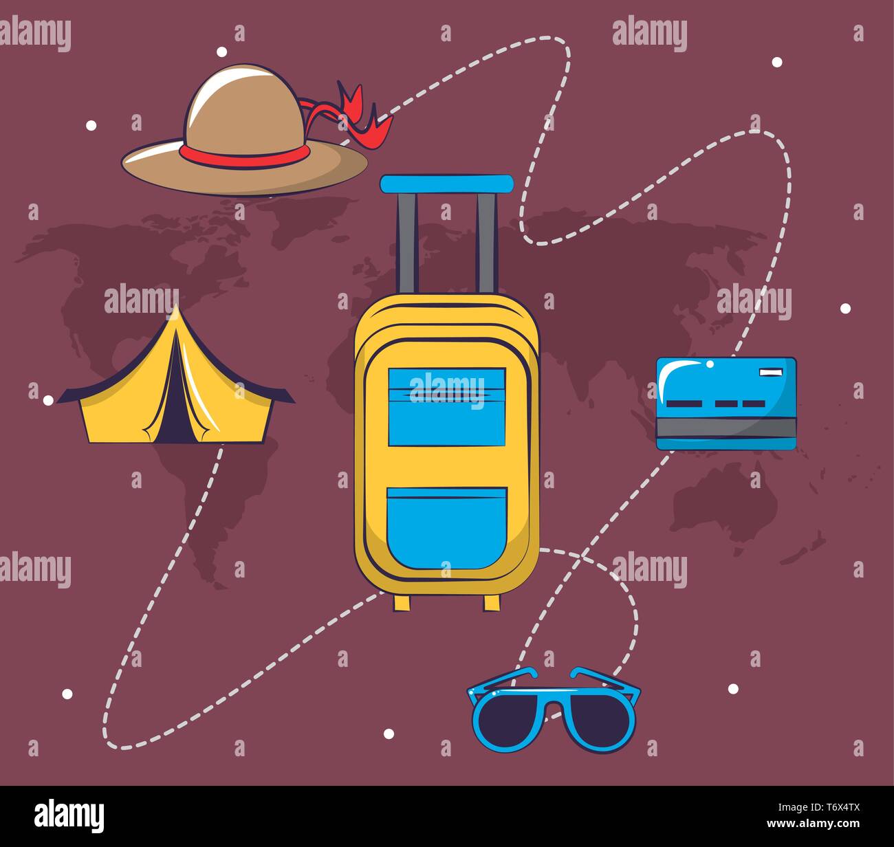 Traveling tourism exciting trip card background Stock Vector Image ...