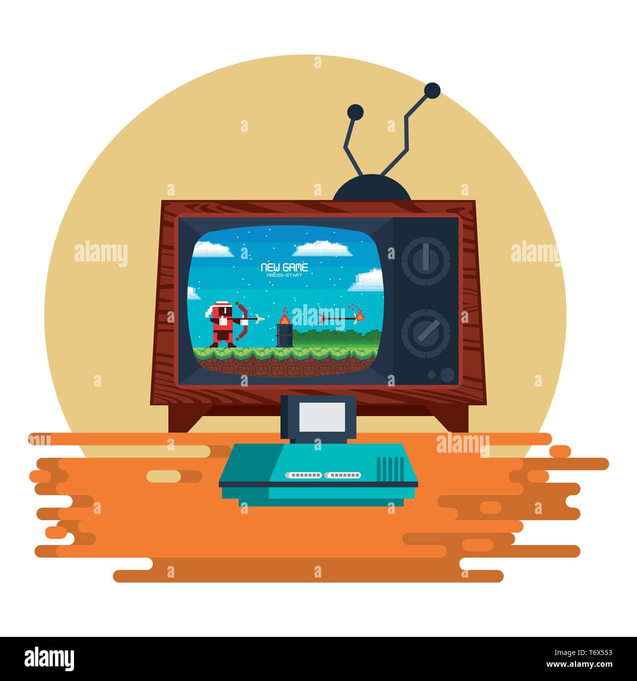 Retro videogame arcade console round frame Stock Vector Image & Art - Alamy