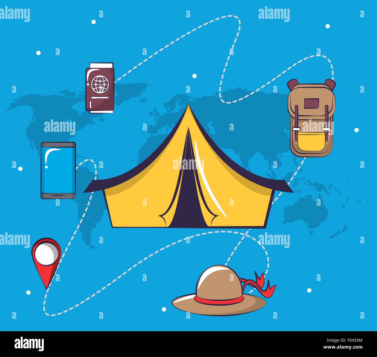 Traveling tourism exciting trip card background Stock Vector Image ...