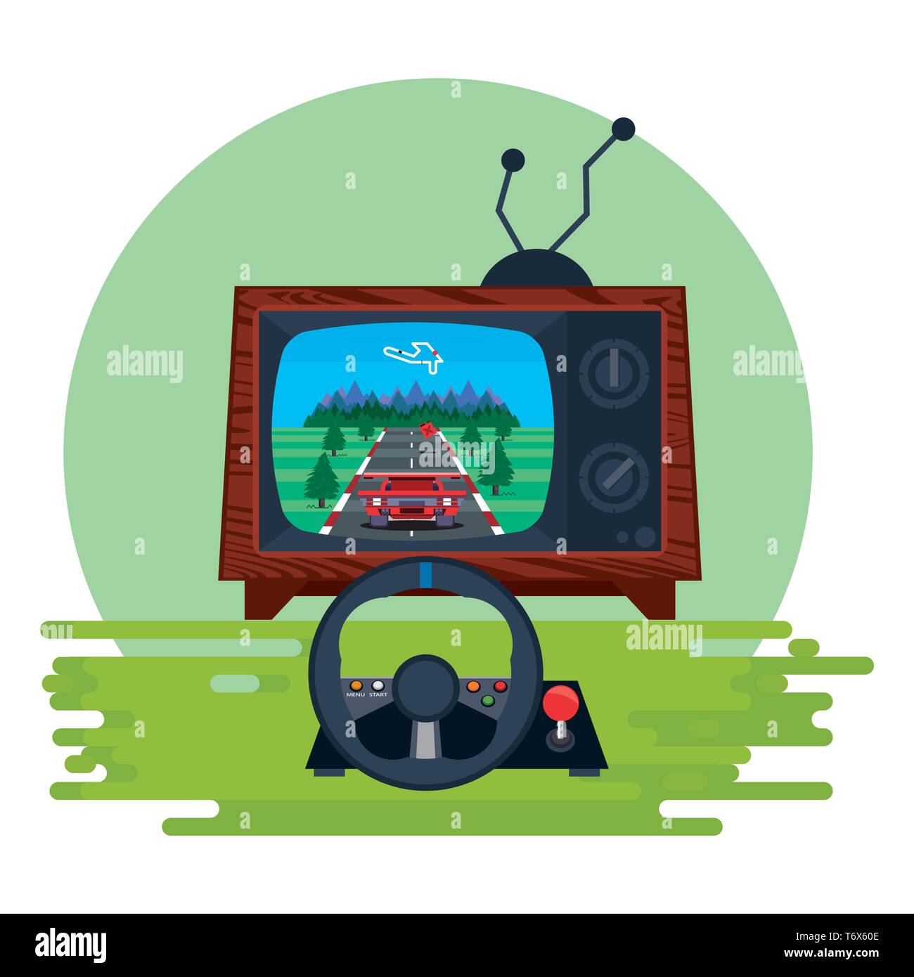 Retro videogame arcade console round frame Stock Vector Image & Art - Alamy