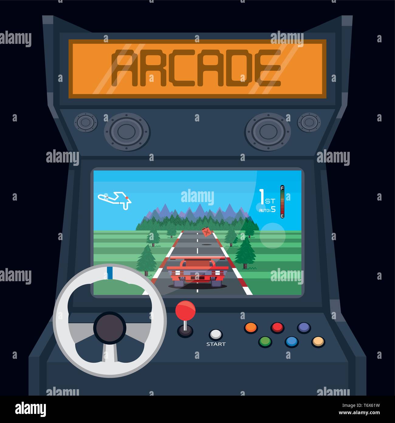 Retro videogame arcade machine card Stock Vector Image & Art - Alamy