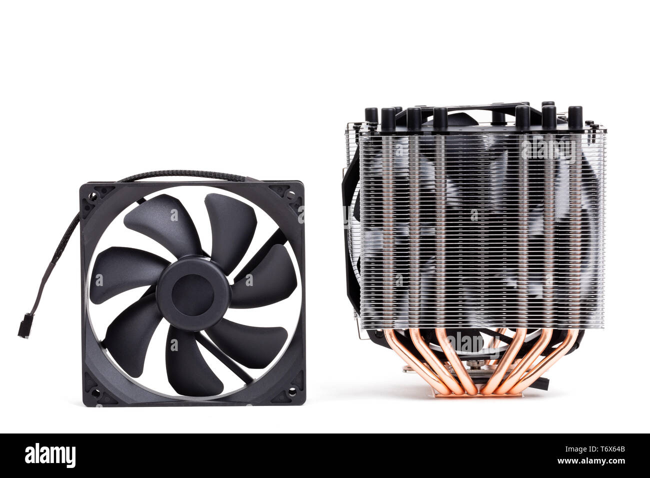 CPU Cooler with heat-pipes on white Stock Photo - Alamy