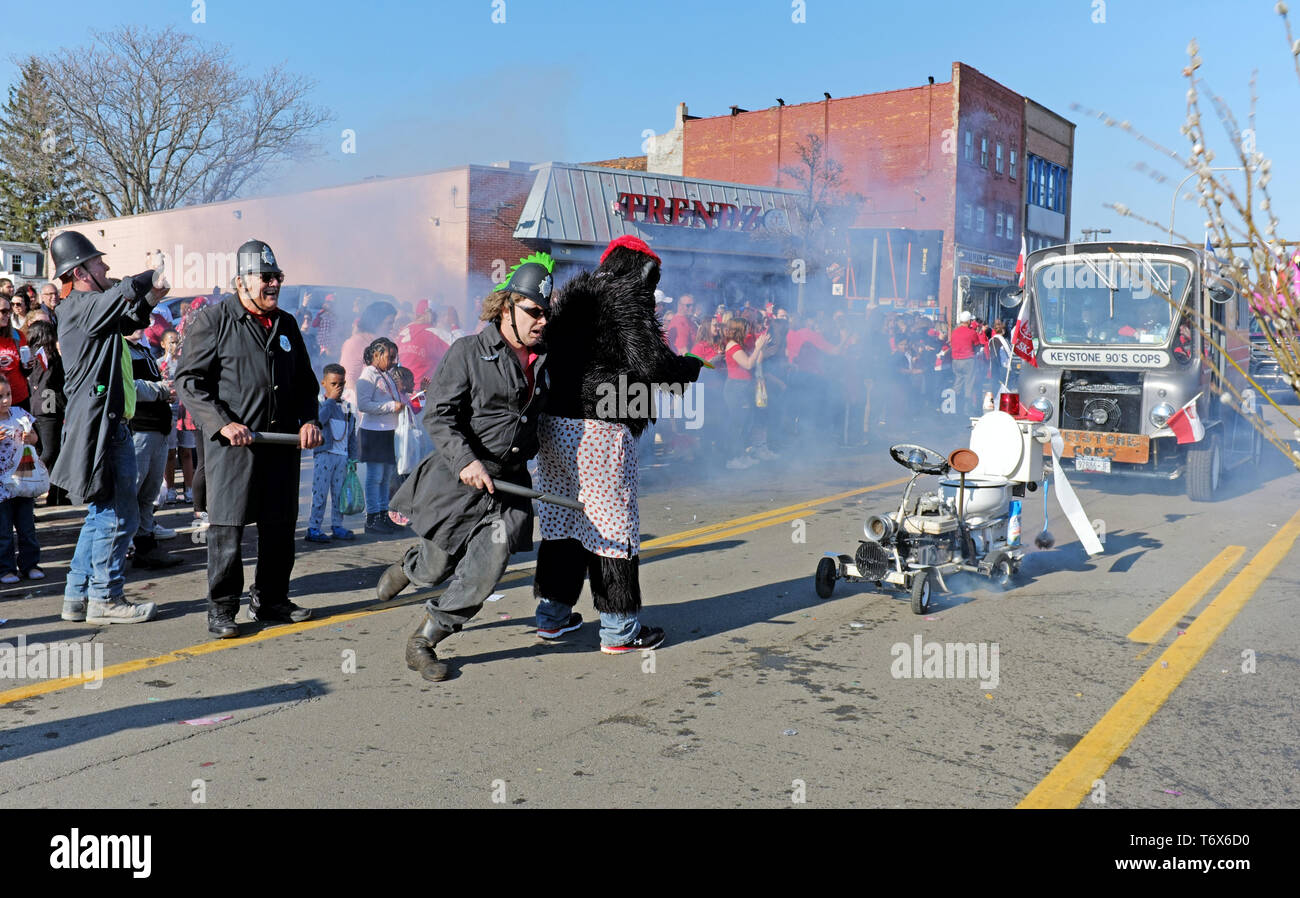 Keystone Cops display their antics during the 2019 Dyngus Day Parade in ...