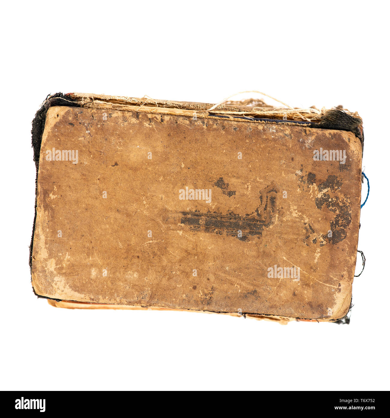 Worn old book, top view. Object isolated on white background with ...