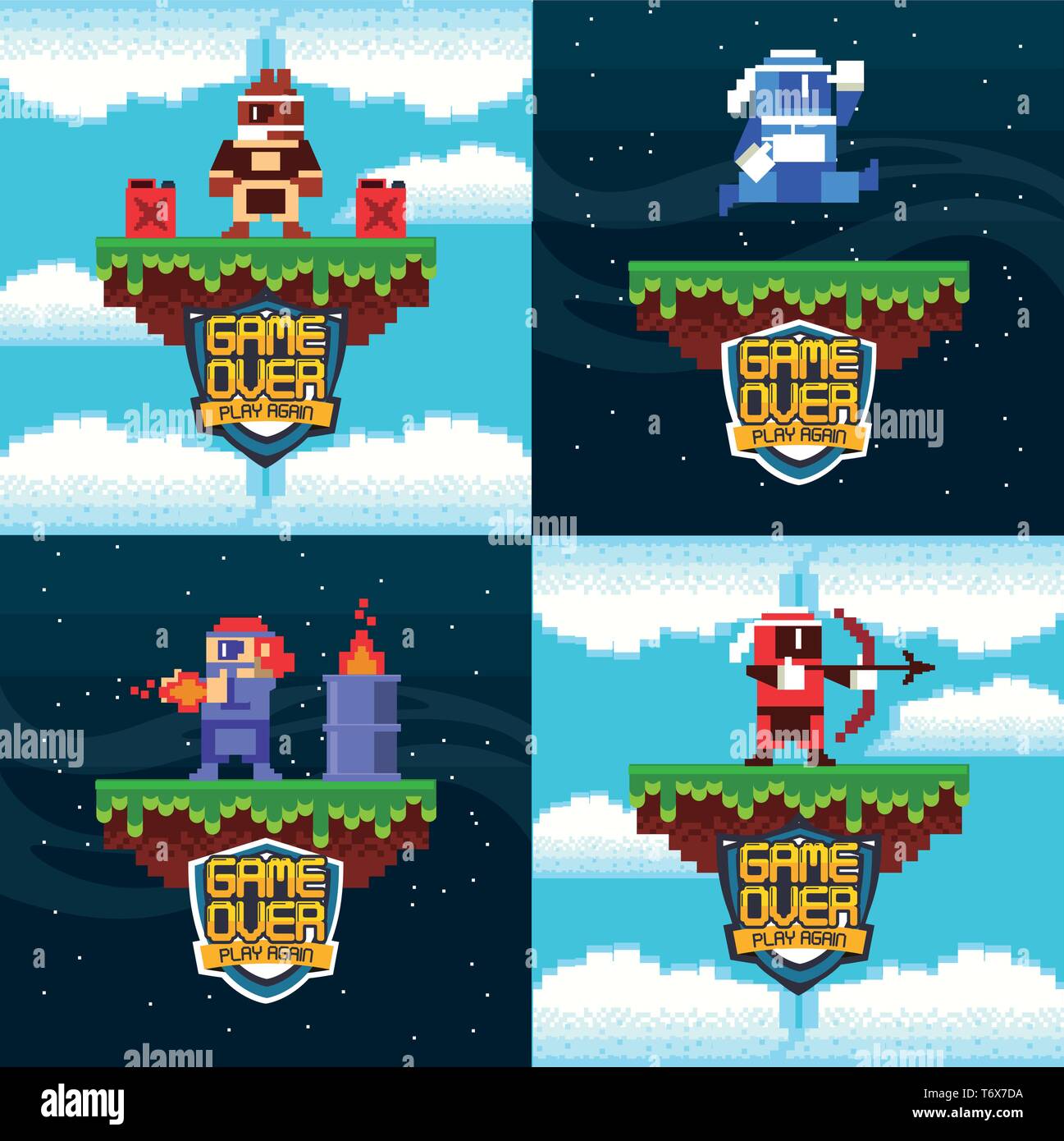 Retro videogame arcade adventure card set Stock Vector Image & Art - Alamy