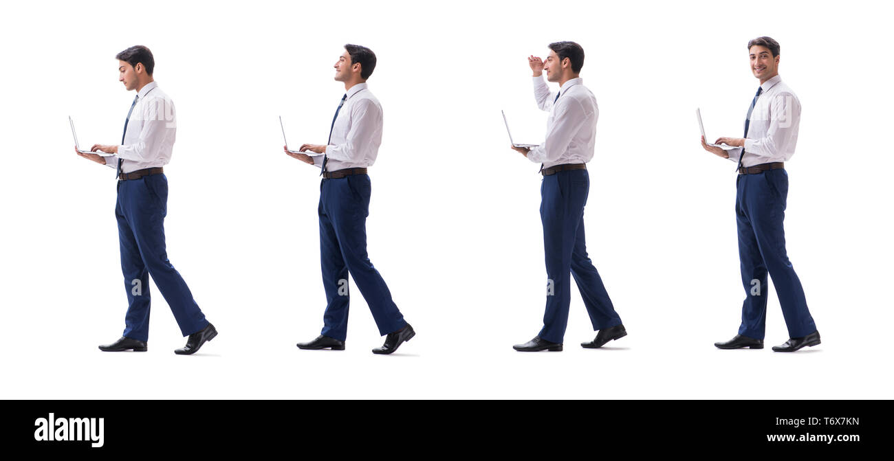 Businessman walking standing side view isolated on white backgro Stock ...