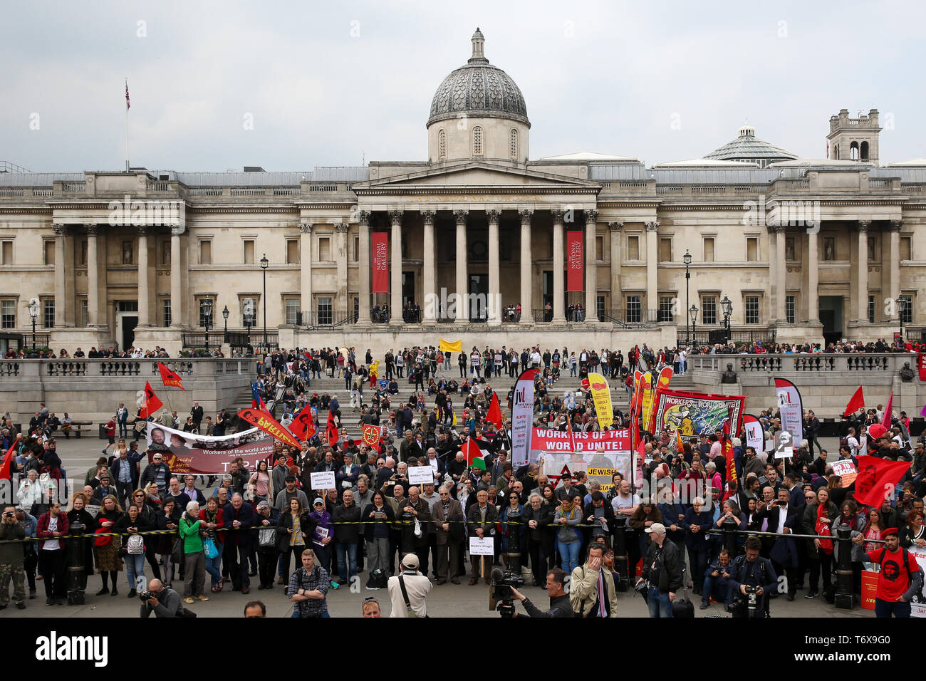 London, UK, UK. 1st May, 2019. Hundreds of demonstrators are seen ...