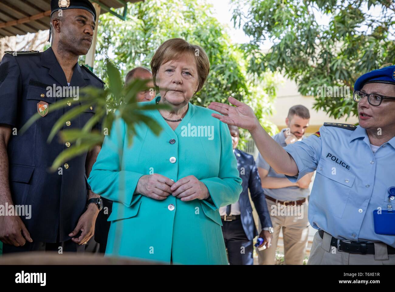 Niamey, Niger. 03rd May, 2019. Federal Chancellor Angela Merkel (CDU, M) visits the civilian EU ...