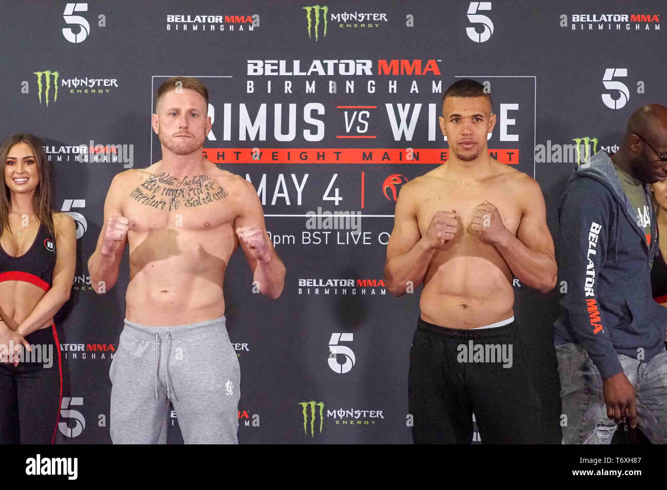 Birmingham, UK. 3rd May 2019. Craig Turner and Ashley Reece face off at ...