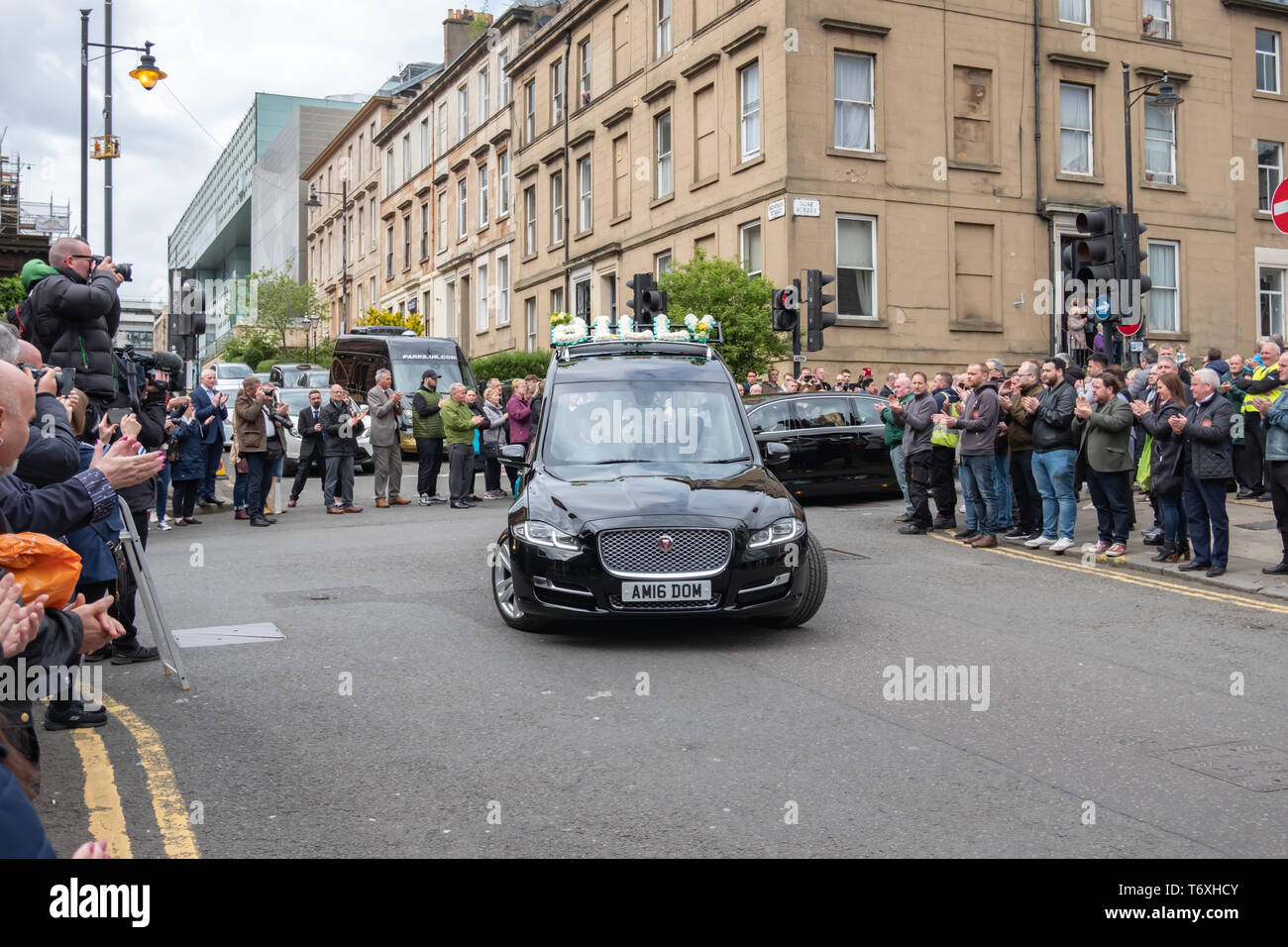 Glasgow, Scotland, UK. 3rd May, 2019. Funeral procession of Lisbon Lion ...