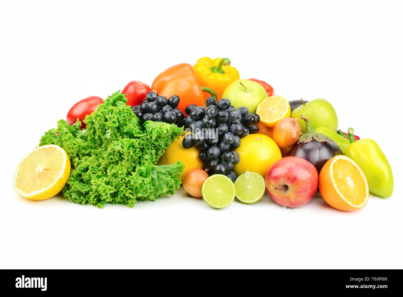 set fruit and vegetables isolated on white Stock Photo - Alamy