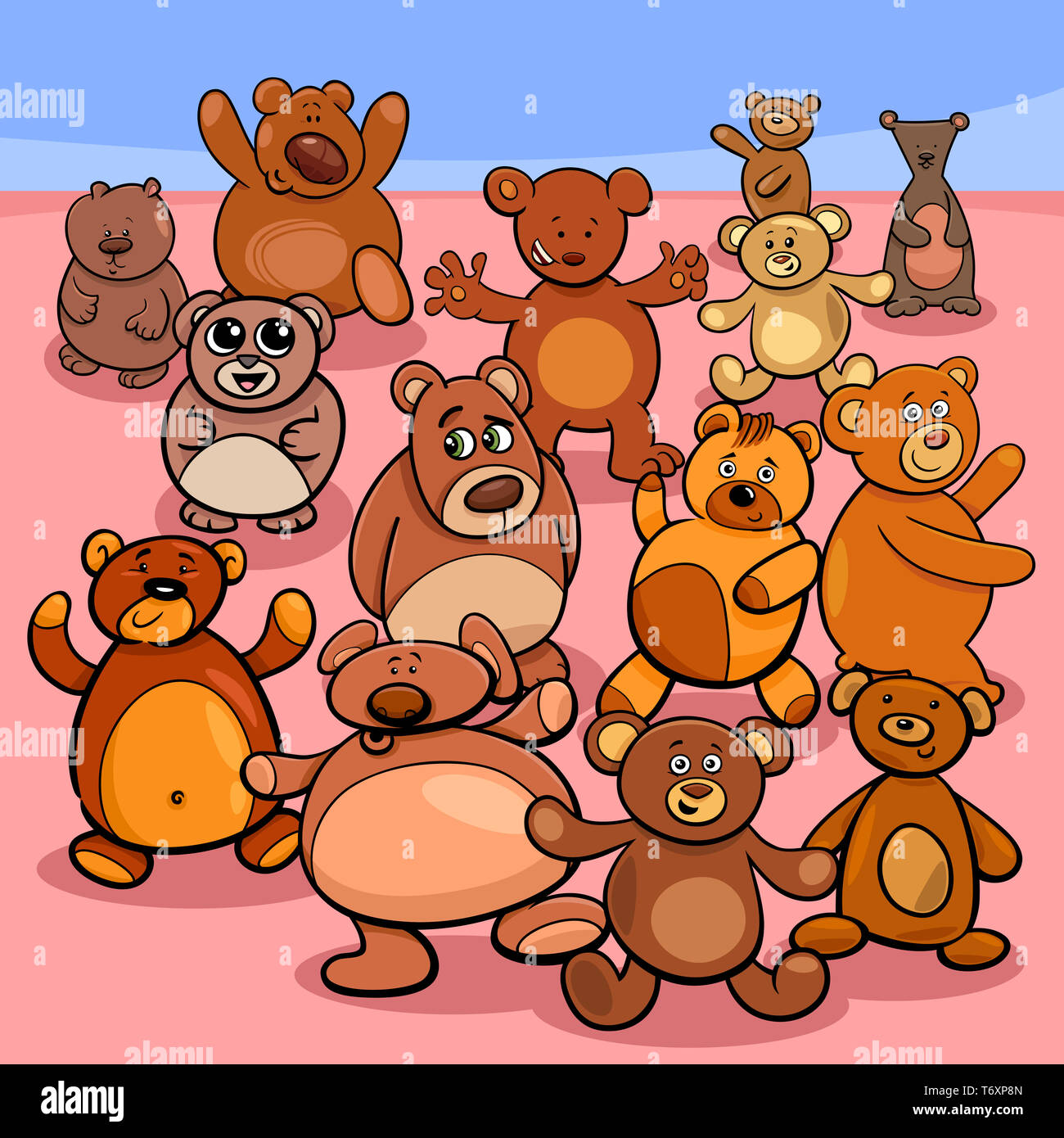 teddy bears group cartoon illustration Stock Photo - Alamy