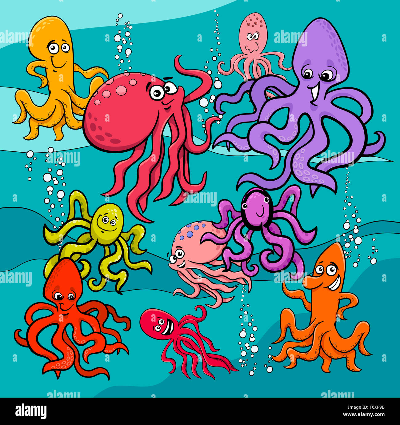 fish cartoon characters group Stock Photo - Alamy