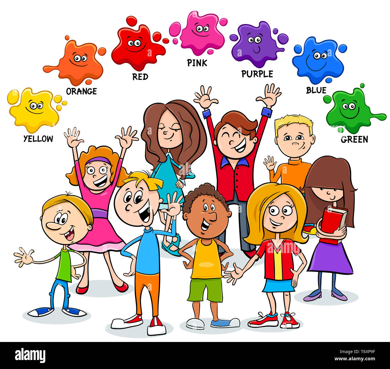 basic colors educational page with kids Stock Photo - Alamy basic colors educational page with kids Stock Photo - Alamy