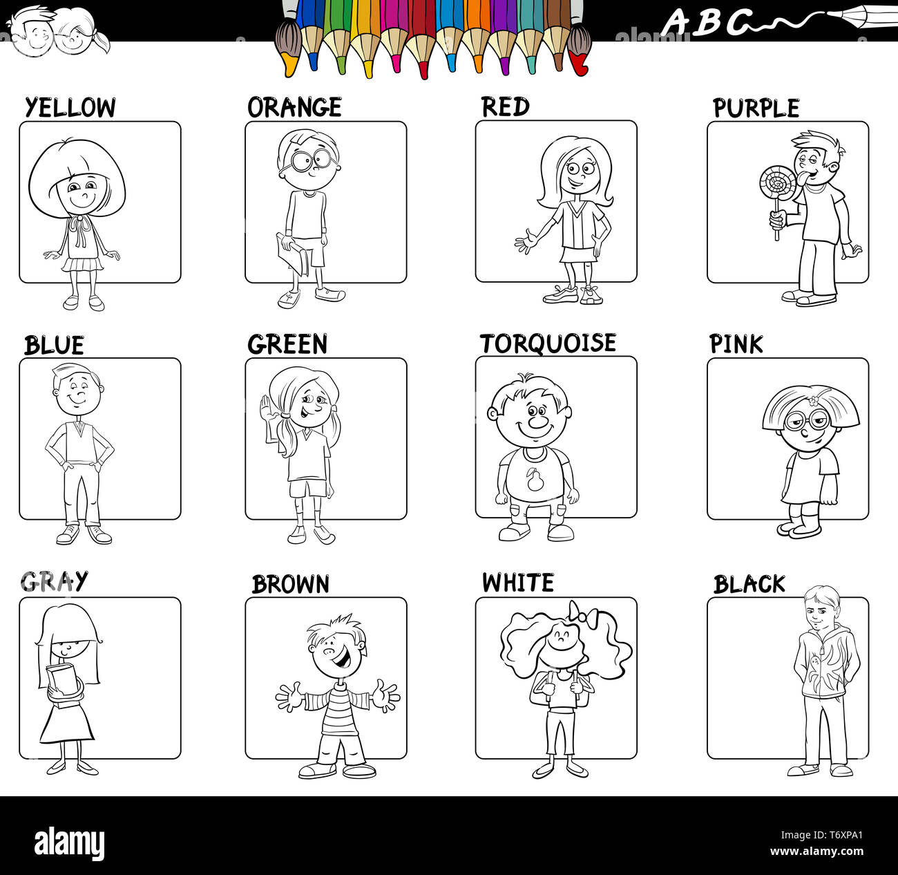 educational basic colors set for coloring Stock Photo - Alamy