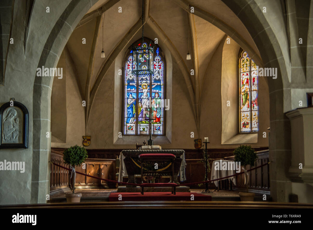 Stained glass windows altar church hi-res stock photography and images ...