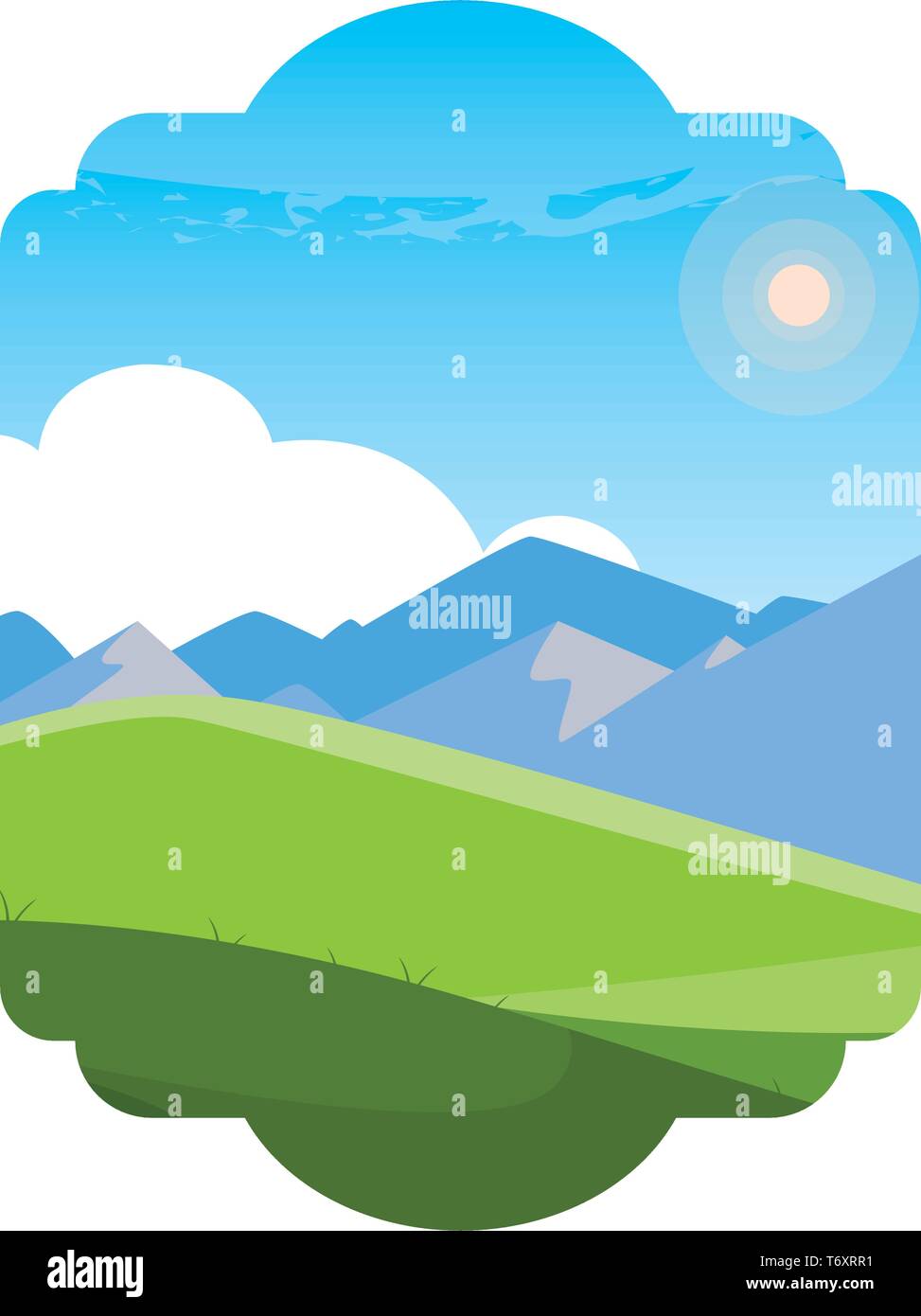 field camp and mountains landscape scene vector illustration design ...