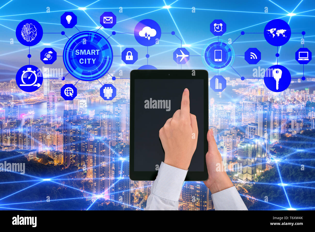 Smart city in innovation concept Stock Photo - Alamy