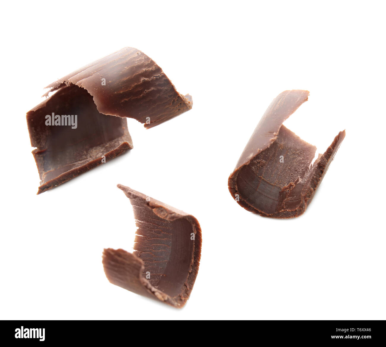 Chocolate curls, isolated on white Stock Photo - Alamy