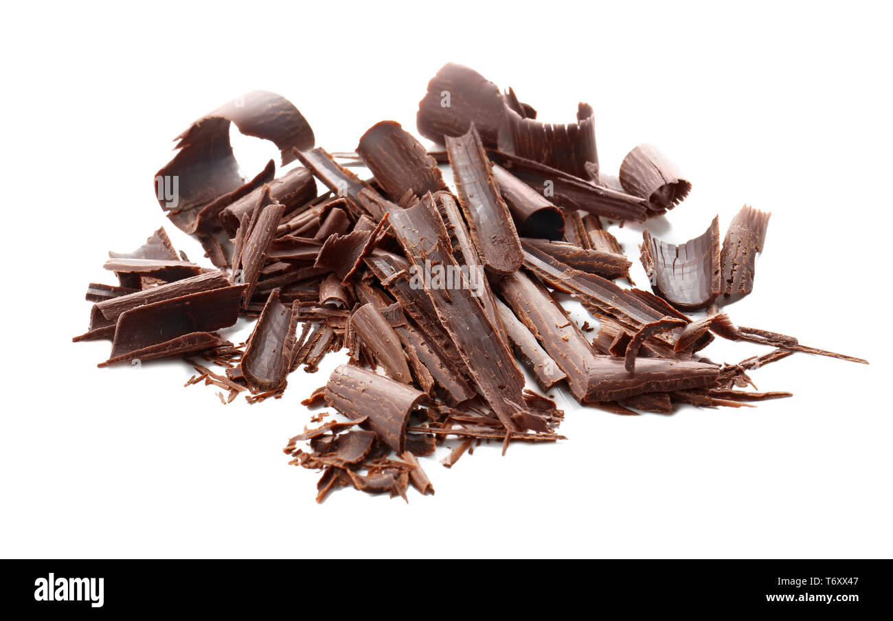 Chocolate curls, isolated on white Stock Photo - Alamy