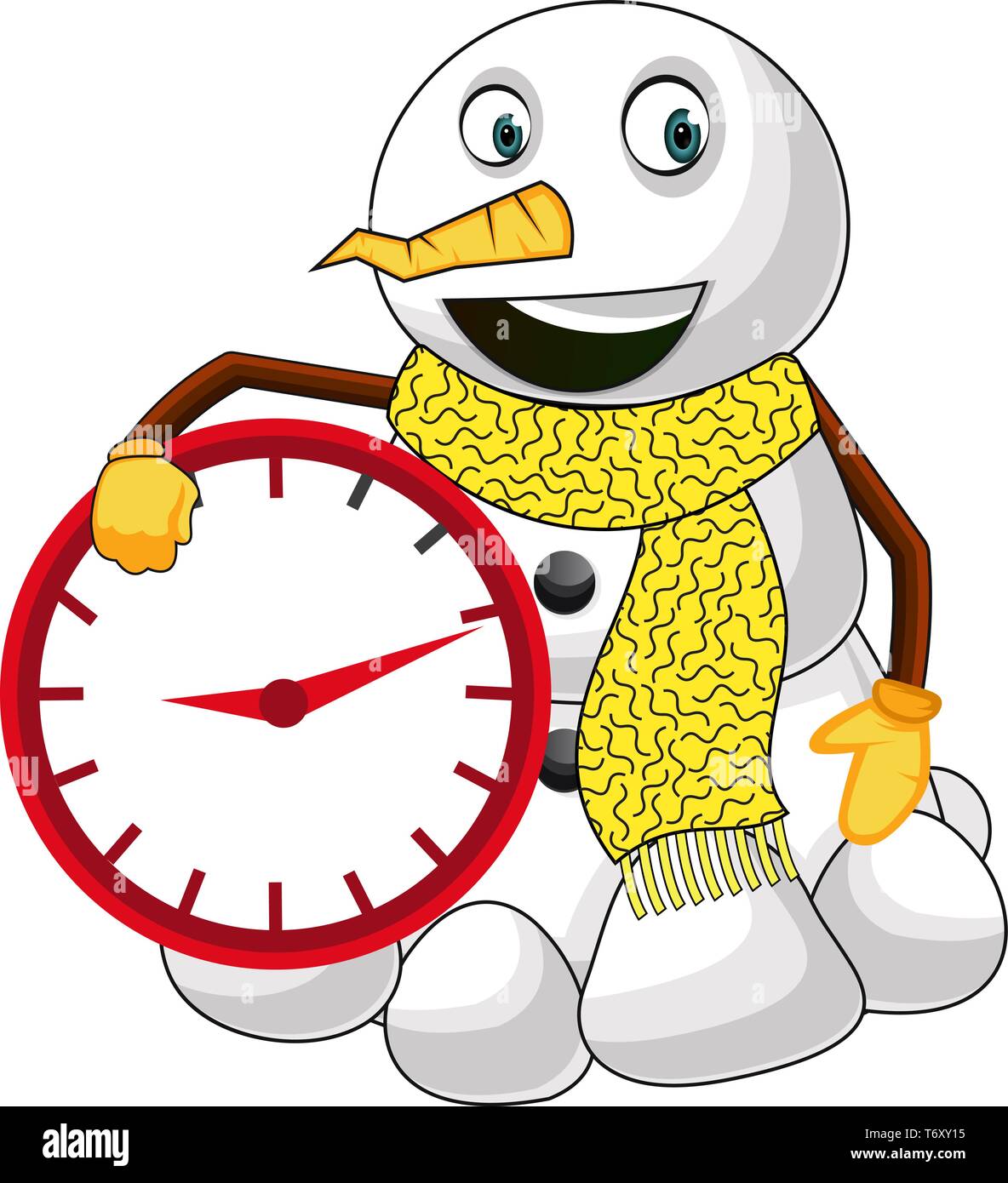 Snowman with clock illustration vector on white background Stock Vector ...