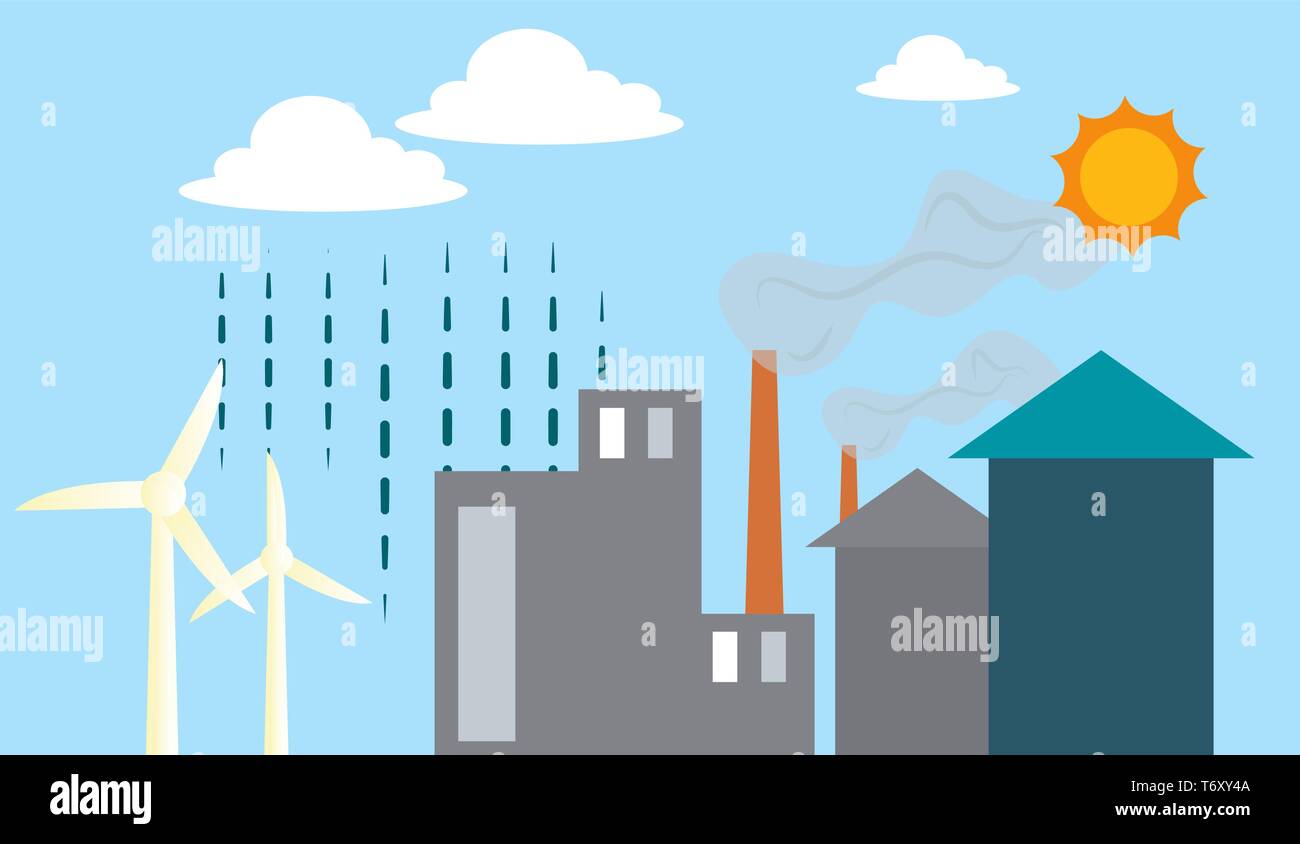 Different renewable energy sources illustration vector on white ...