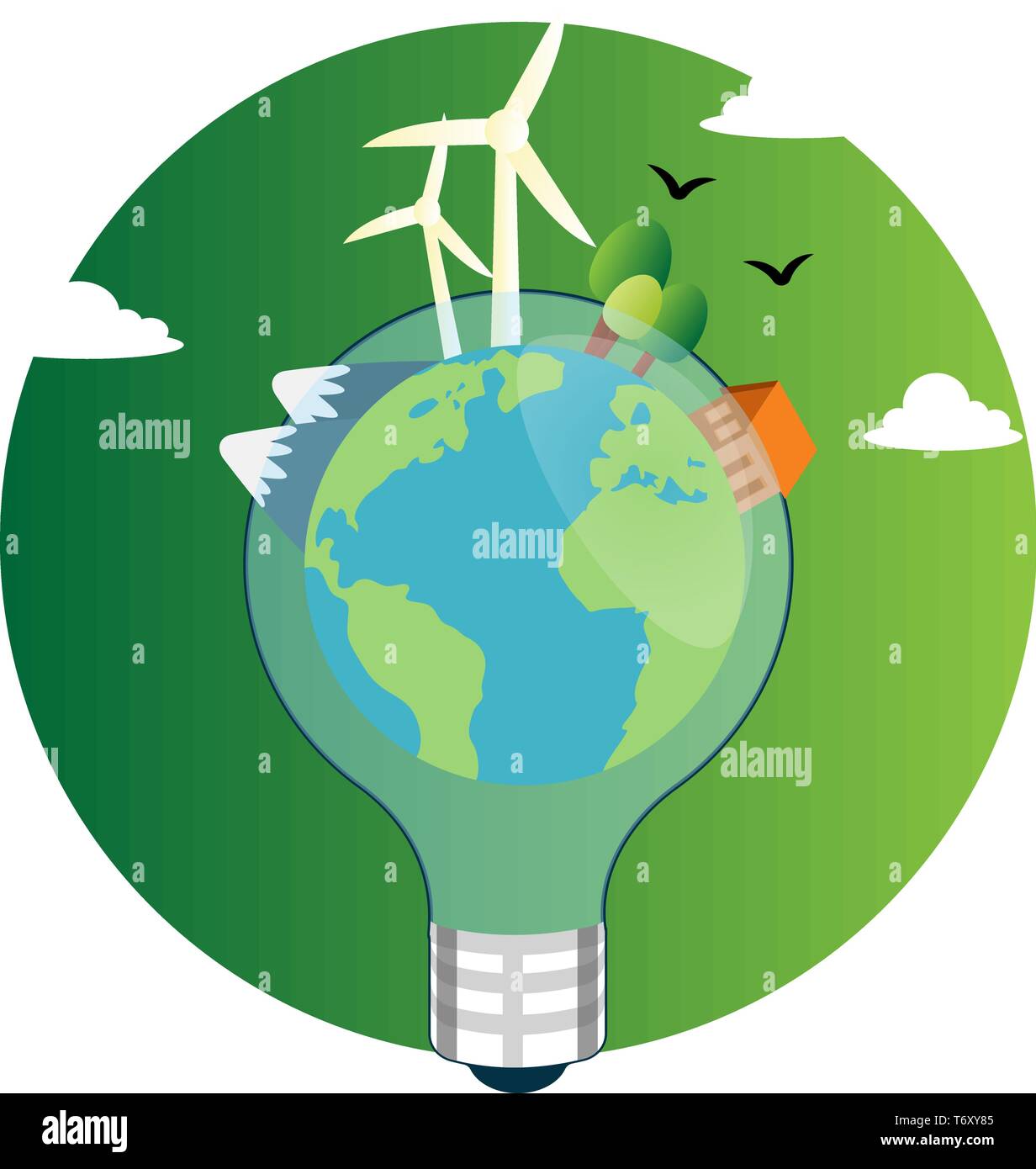 Our planet in a light bulb illustration vector on white background ...