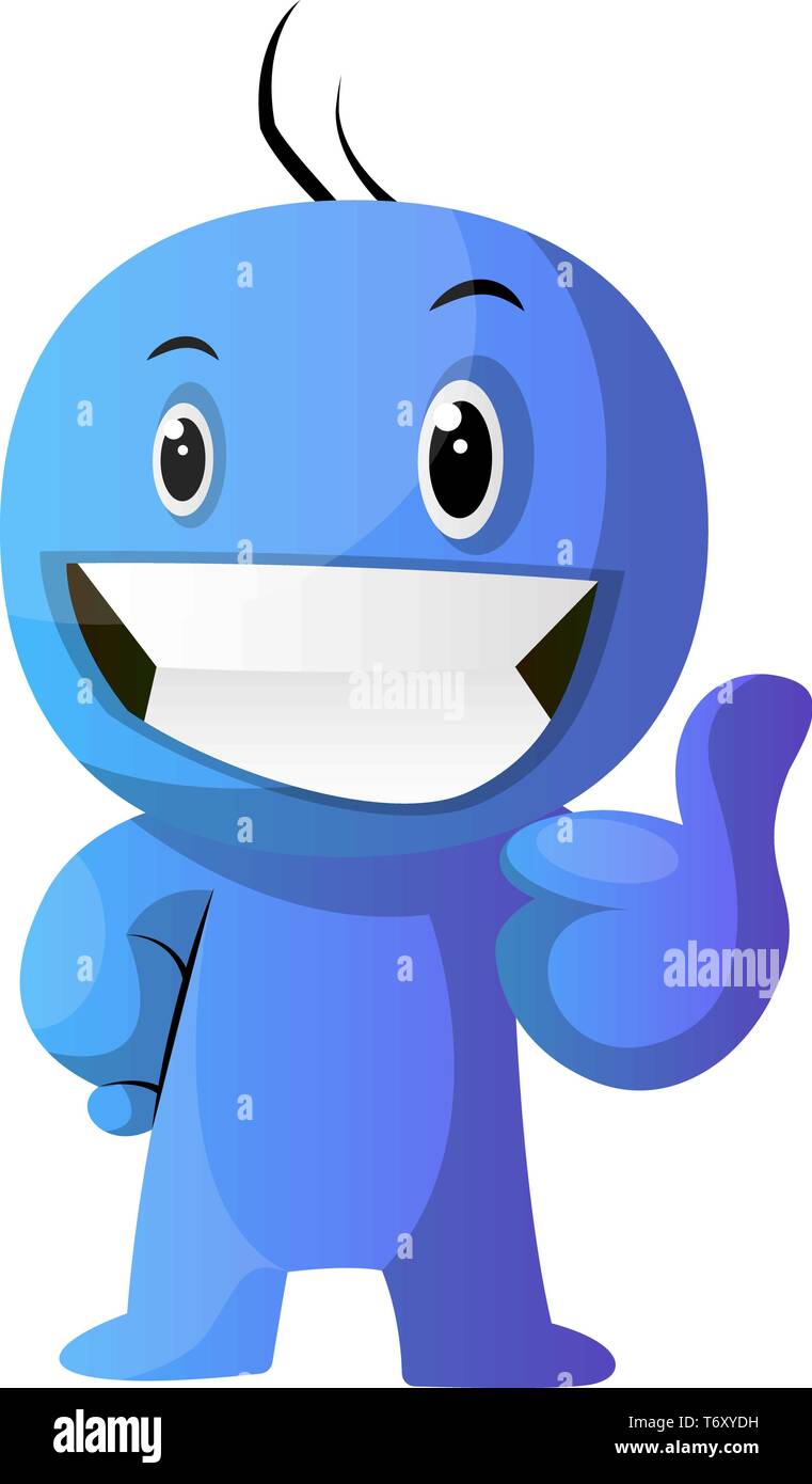 Blue cartoon caracter positive illustration vector on white background ...