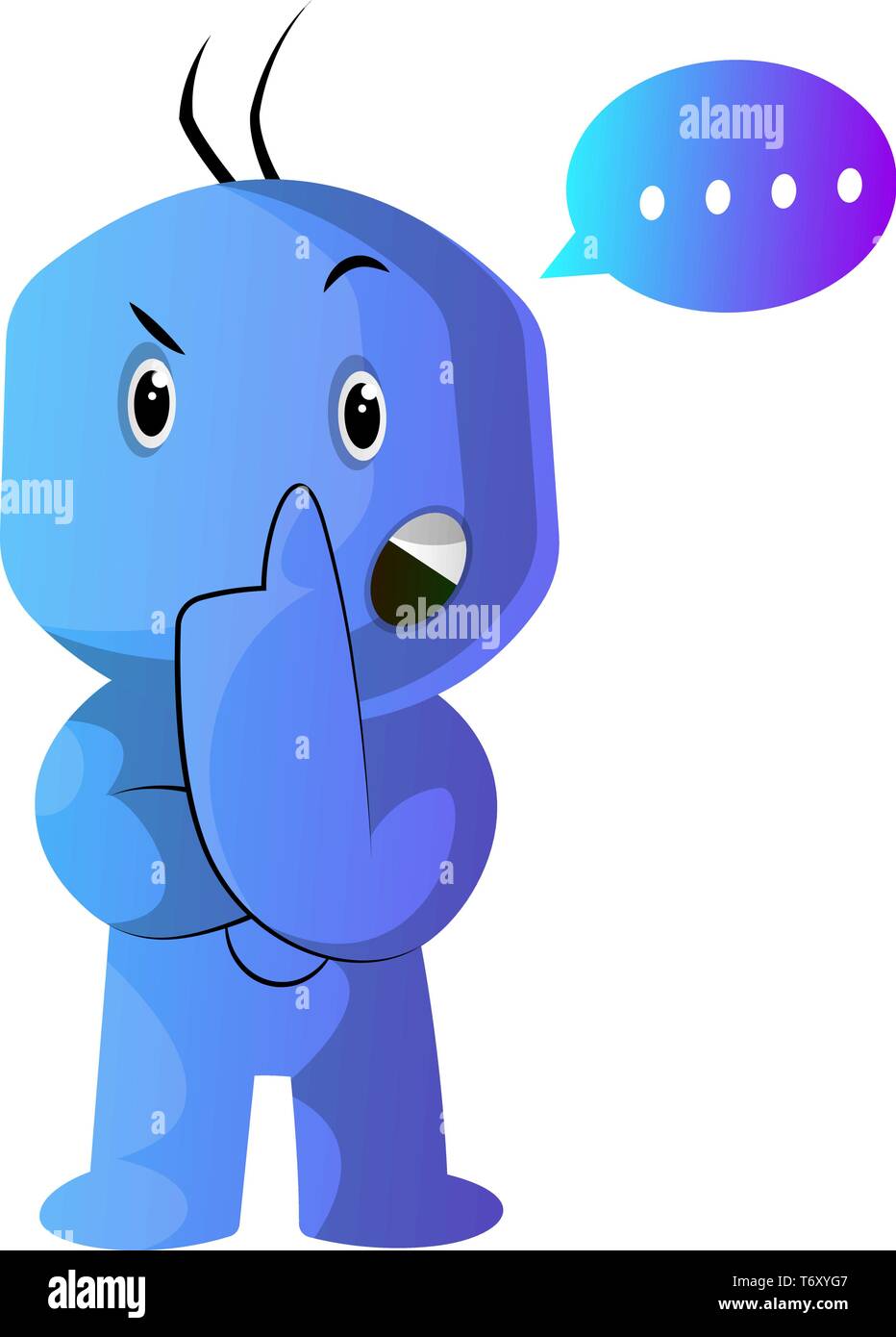 Blue cartoon caracter thinking illustration vector on white background ...