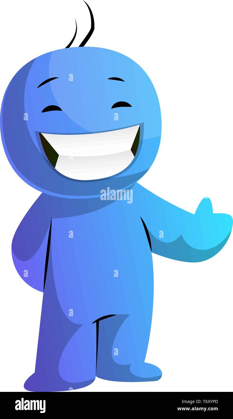 Blue cartoon caracter smiling with thumb up illustration vector on ...