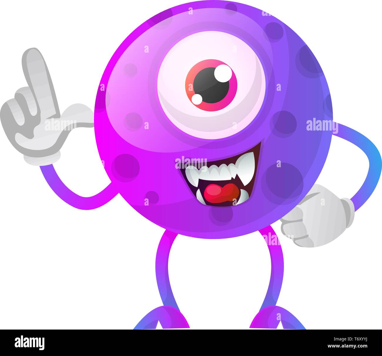 Purple monster showing wtih his hand illustration vector on white ...