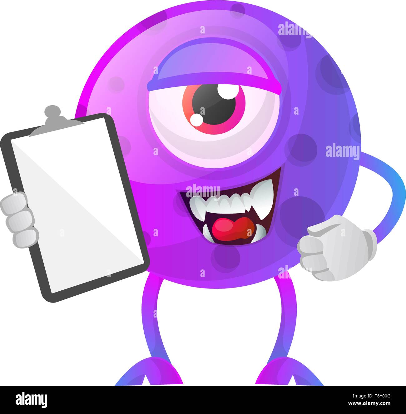 Purple monster with a notepad illustration vector on white background ...