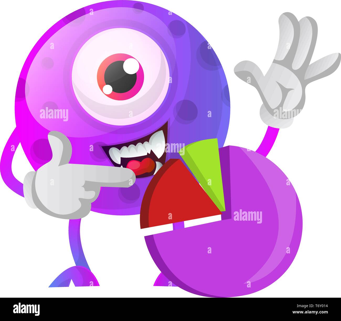 Purple monster with graphic sign illustration vector on white ...