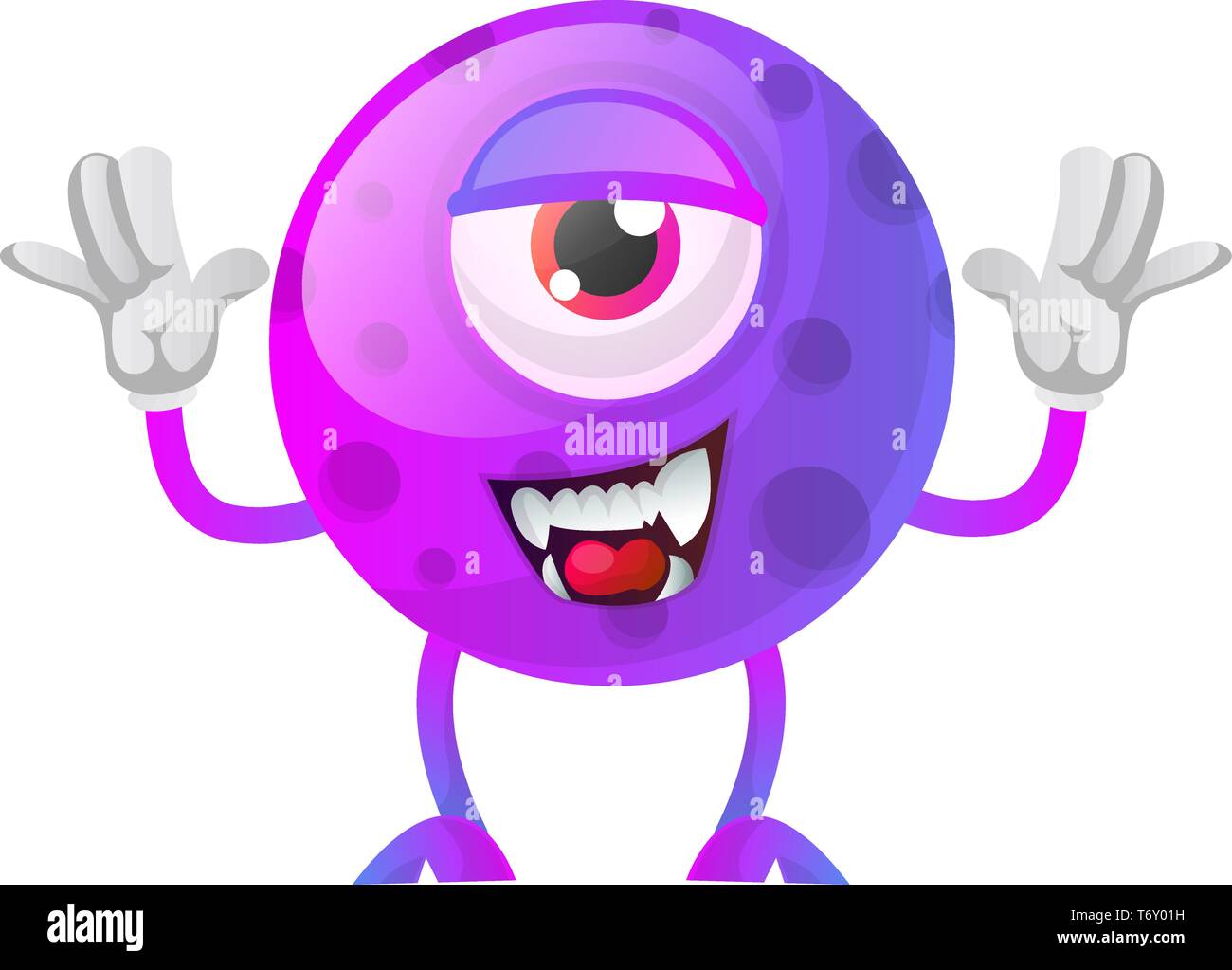 Purple monster posing for a photo illustration vector on white ...