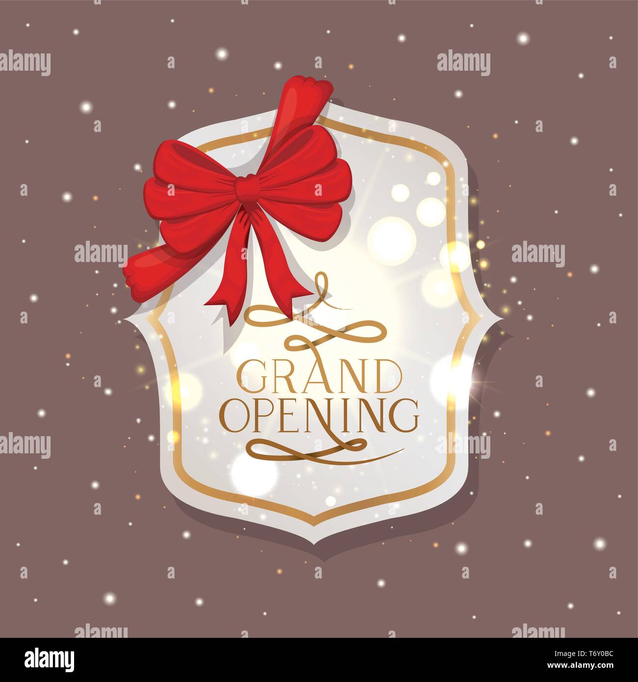 elegant golden frame with ribbon and grand opening message Stock Vector ...