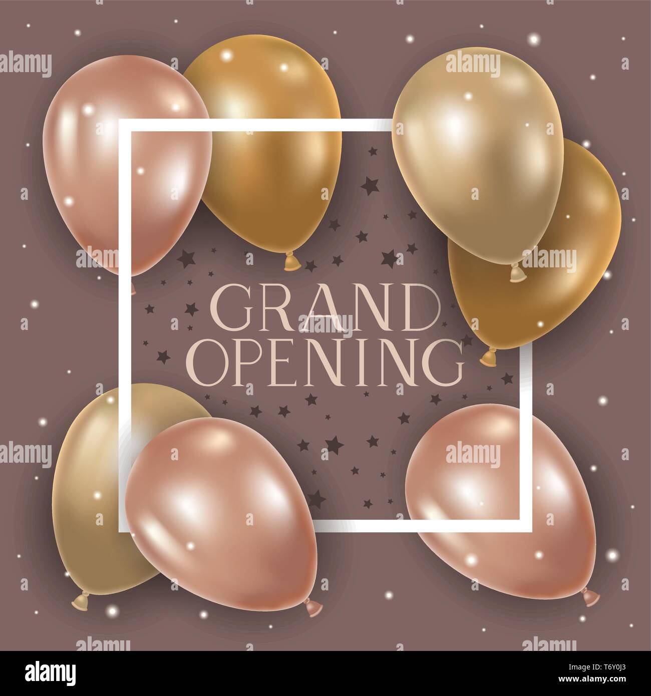 square frame with grand opening message and balloons helium Stock ...