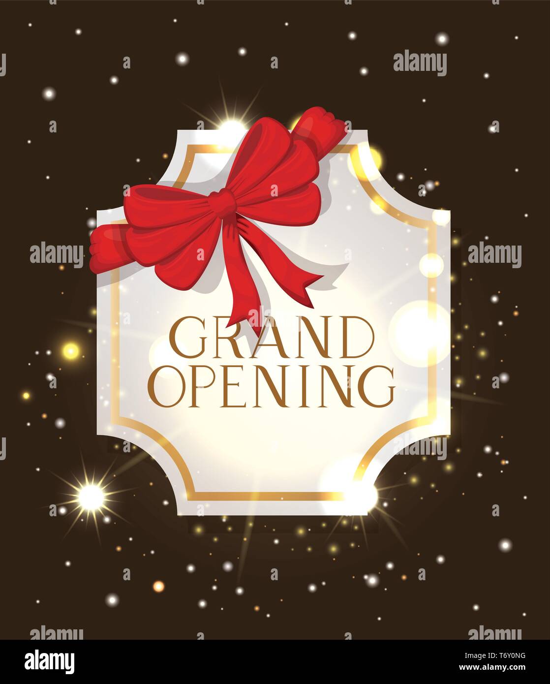 elegant golden frame with ribbon and grand opening message Stock Vector ...