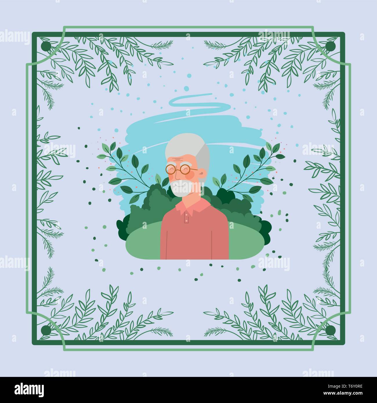 old man card with herbal frame Stock Vector Image & Art - Alamy