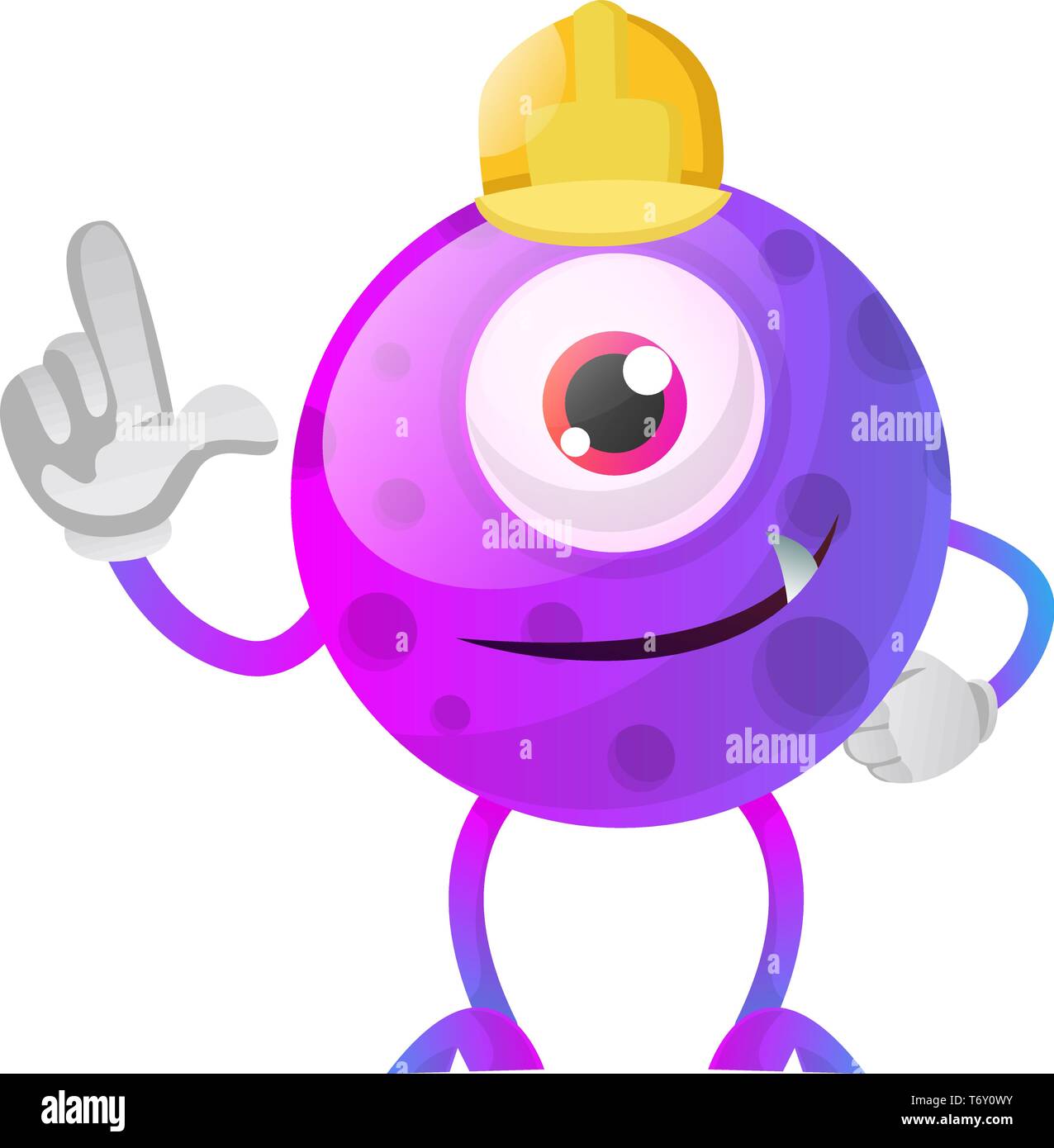 Construction worker purple monster illustration vector on white ...