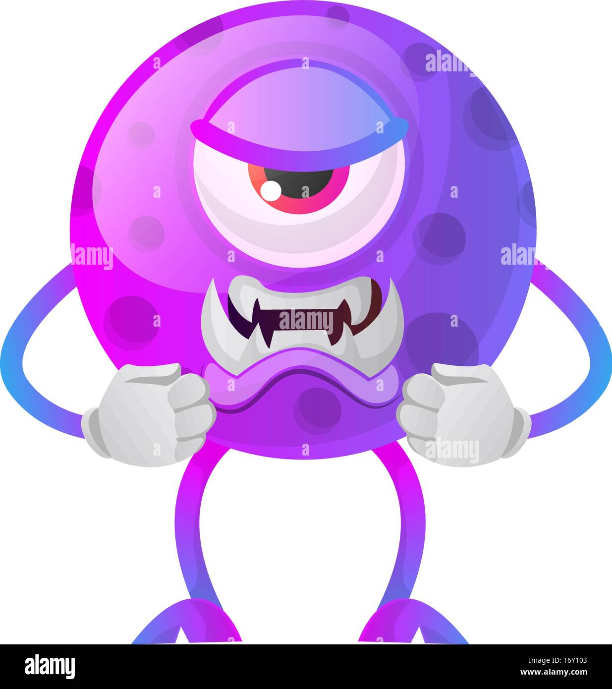 Angry purple monster illustration vector on white background Stock ...